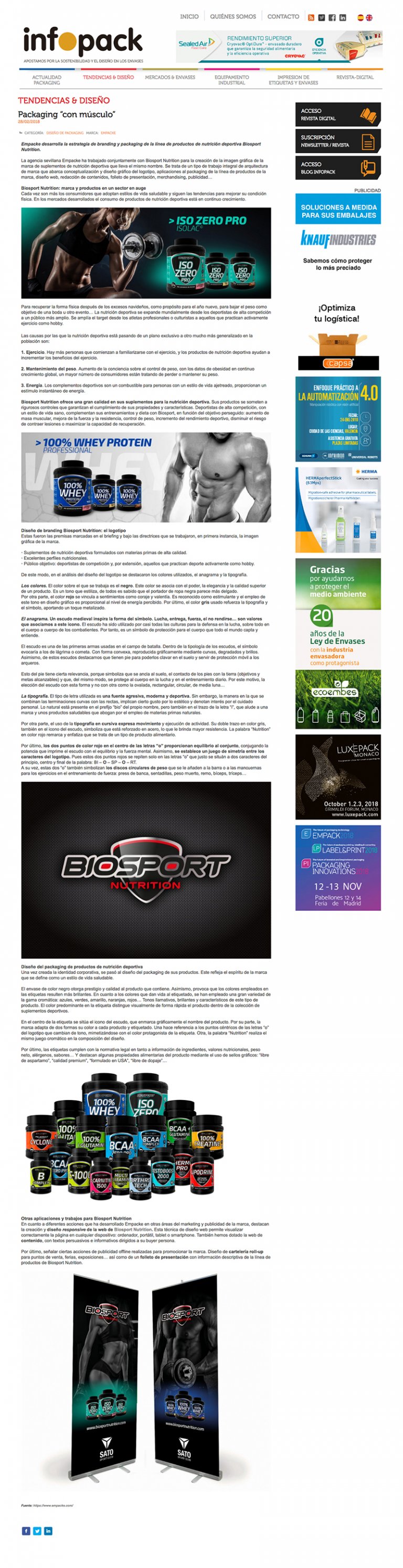 Empacke: somos tendencia y diseño en la revista Infopack