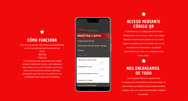 Crea tu carta digital gratis para móvil con nuestra web miraquecarta.com